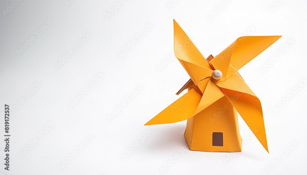 pinwheel or windmill paper origami isolated on white background simple ...