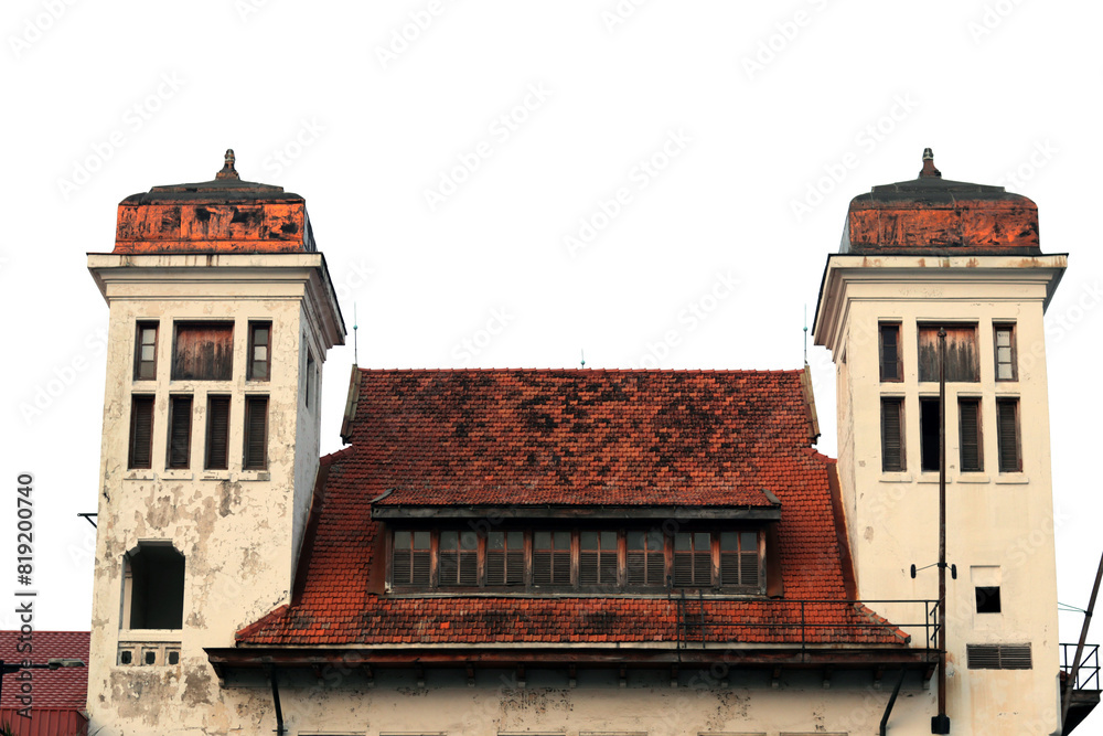 building with Dutch colonial architecture isolated on a transparent ...