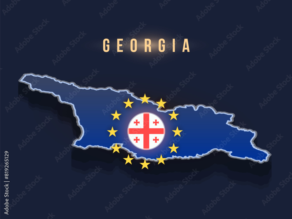 Georgian country map silhouette with European Union logo. Poster for ...