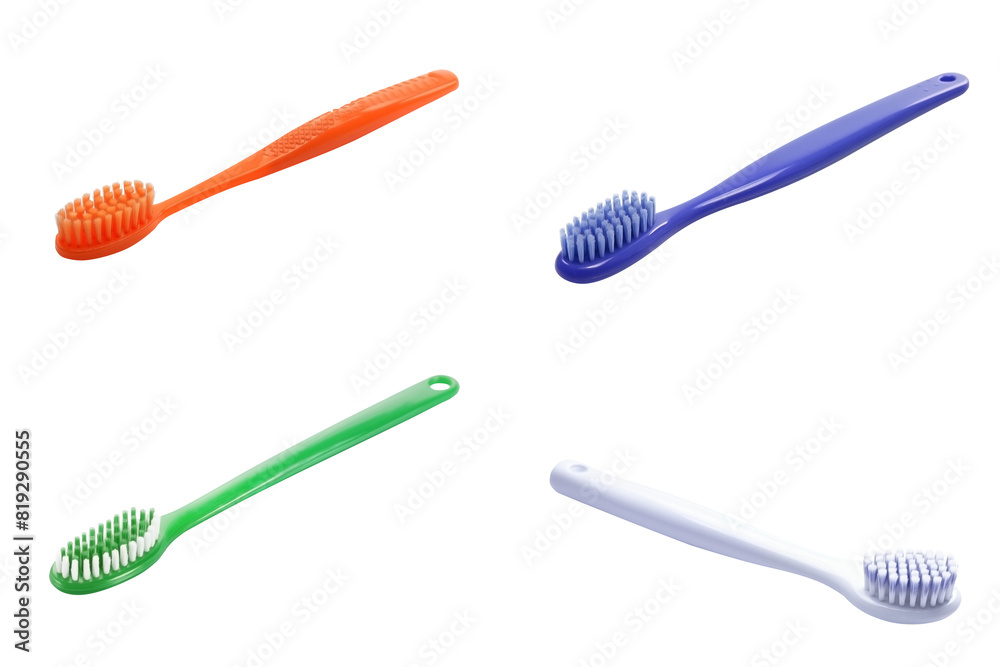 Set of colored toothbrushs PNG isolated on white and transparent ...