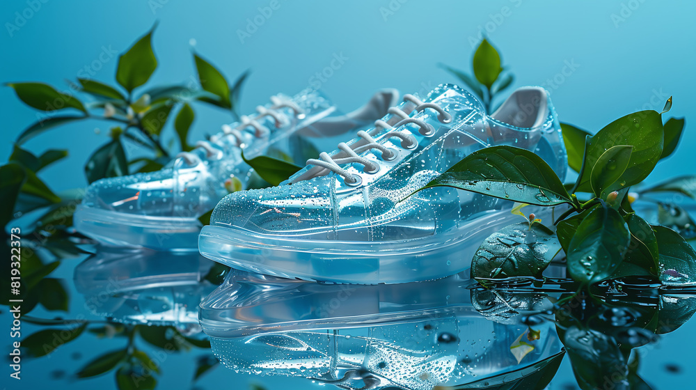 concept commercial product photography of sportive shoes made out of ...