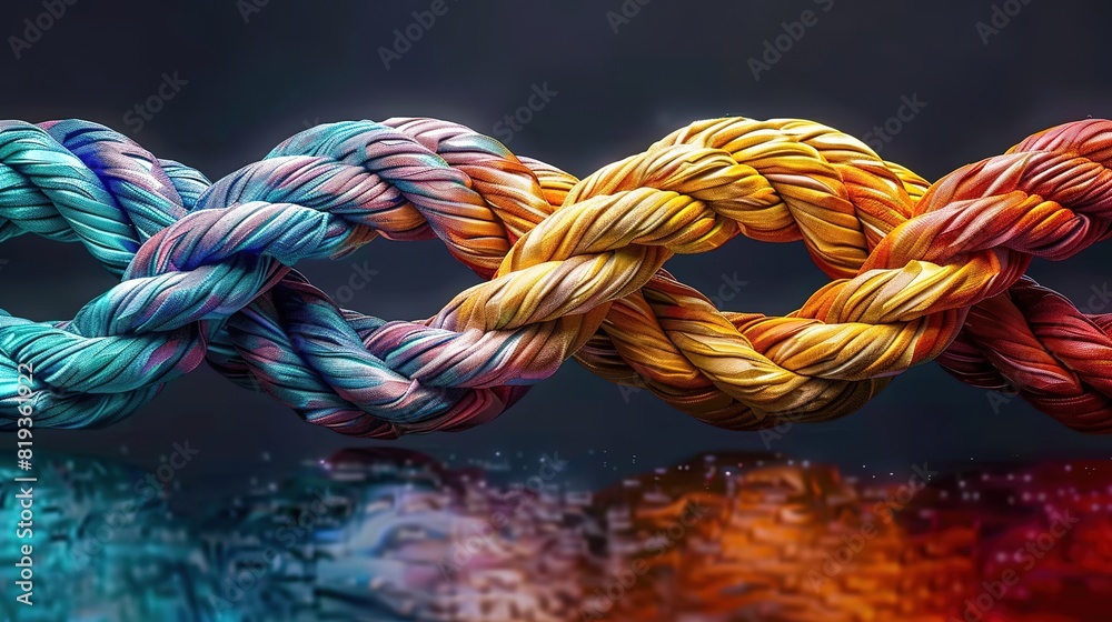 Team rope diverse strengths connect partnership teamwork unity ...