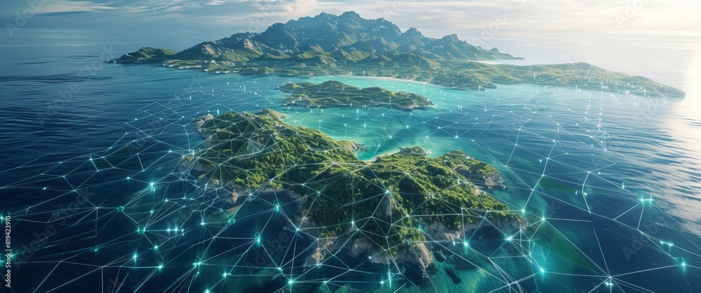 Aerial perspective capturing holographic connections linking islands ...