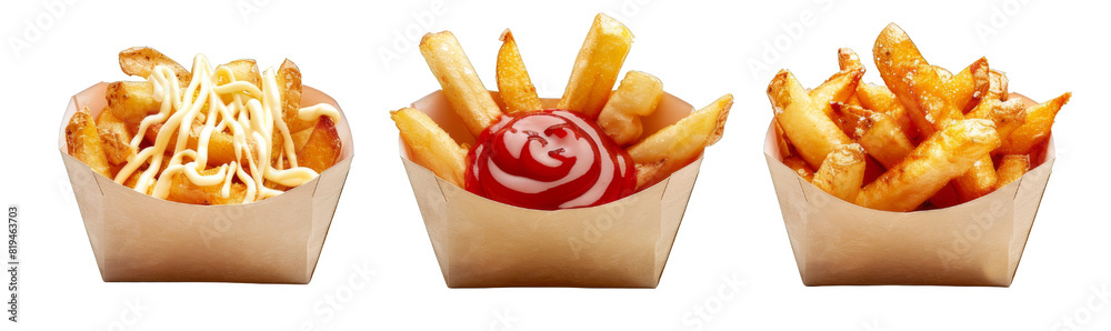 french fries in a paper wrapper on transparent background, png. Stock ...