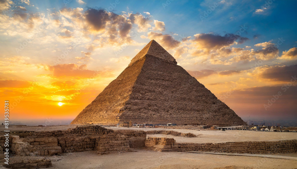 Egyptian pyramid under a clear blue sky, symbolizing the grandeur and ...