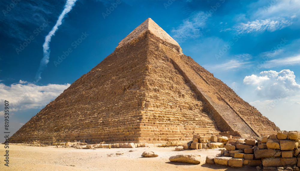 Egyptian pyramid under a clear blue sky, symbolizing the grandeur and ...