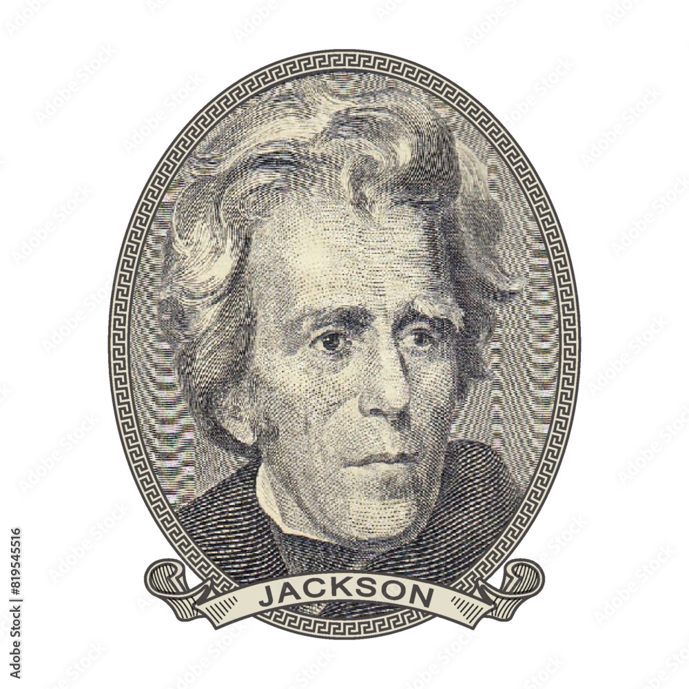 Vector high pixel mosaic portrait of the 7th US President Andrew ...
