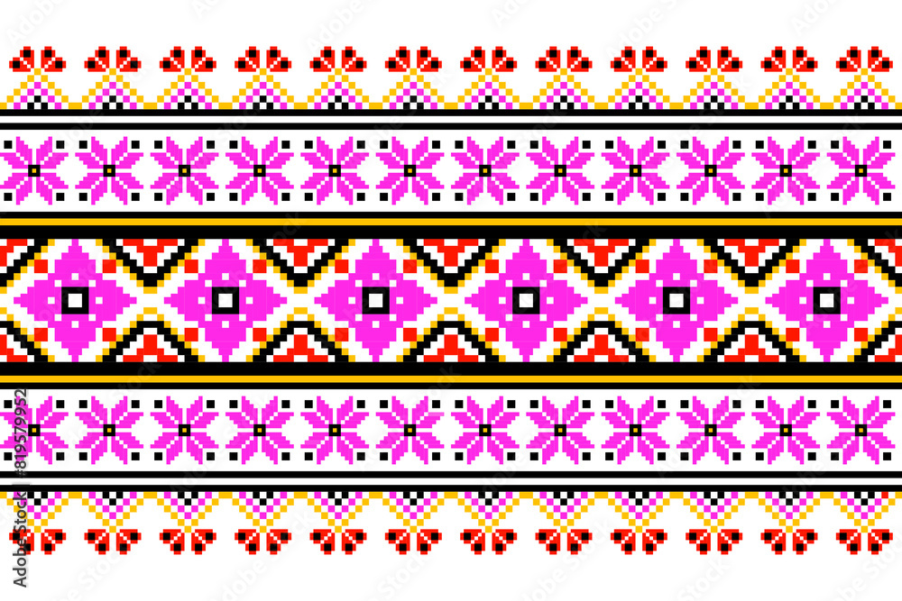 Pixelated fabric pattern design on a white background. Classic ...