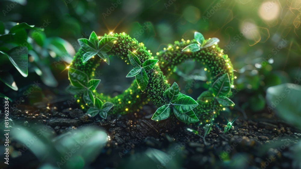 Green business Infinity icon on graph chart with environmental icon for ...
