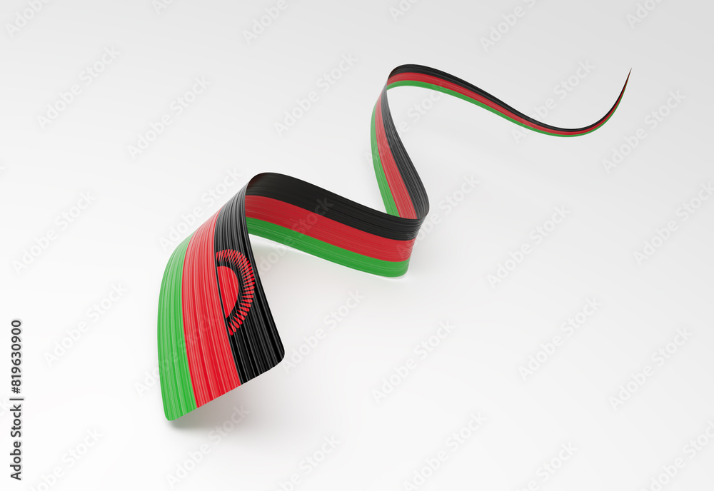 3d Flag Of Malawi 3d Wavy Shiny Malawi Ribbon Flag On White Background 3d Illustration Stock ...