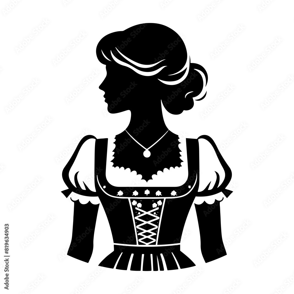 Charming Dirndl Silhouette: Delightful Vector Art- Elegance and ...