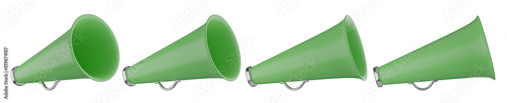 set of 3d non-electric megaphones with transparent background, PNG, 3d ...