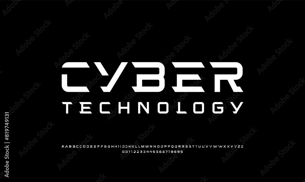 Tech font, digital cyber alphabet Stock Vector | Adobe Stock