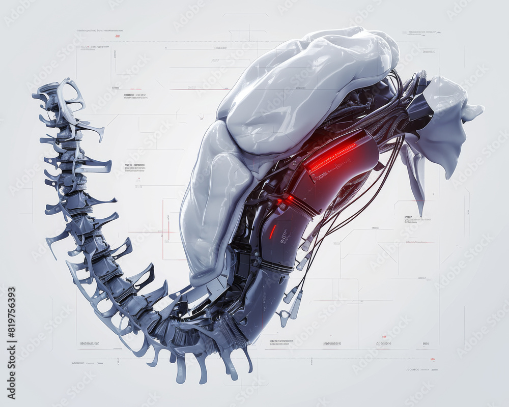 3D generated Sci-fi android human spine replica for people with spine ...