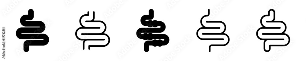 Стоковий вектор Set of guts vector icons. Linear intestines or bowel ...