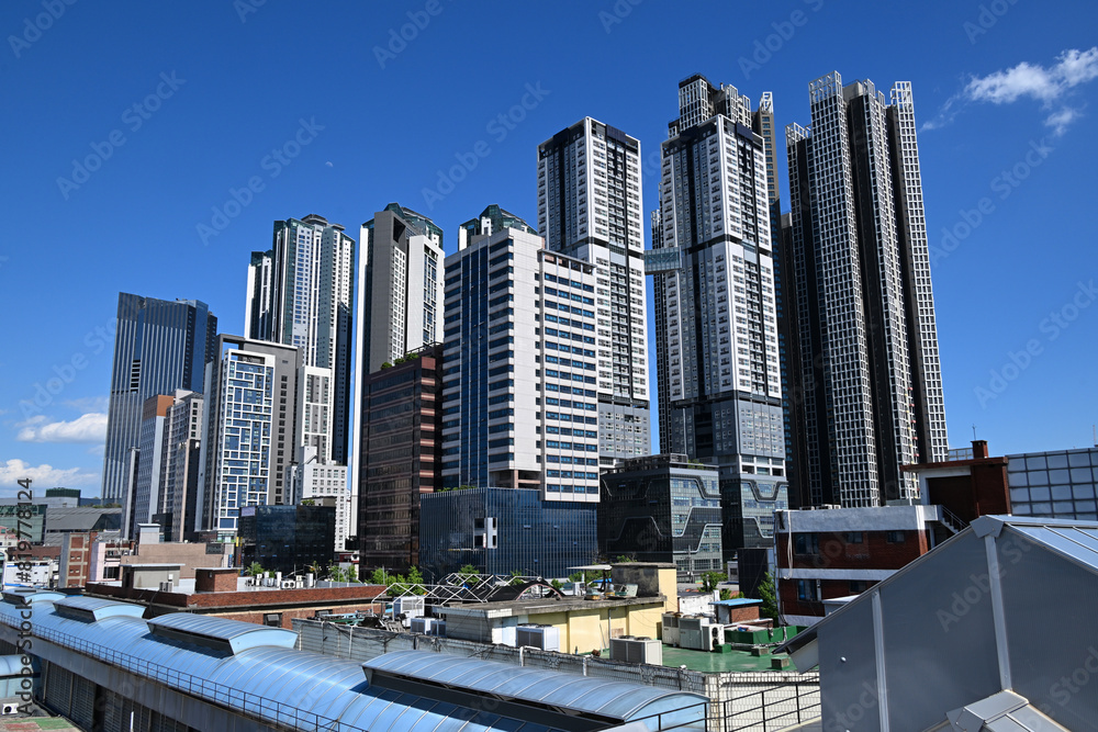 High-rise residential-commercial apartment complex in a redevelopment ...