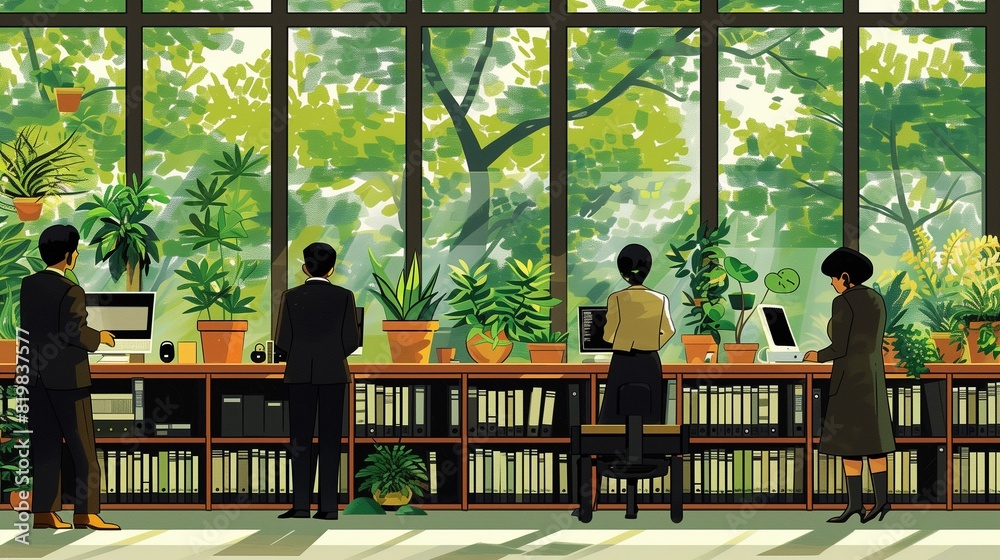 Group of multi ethnic corporate employees working in co-working open ...