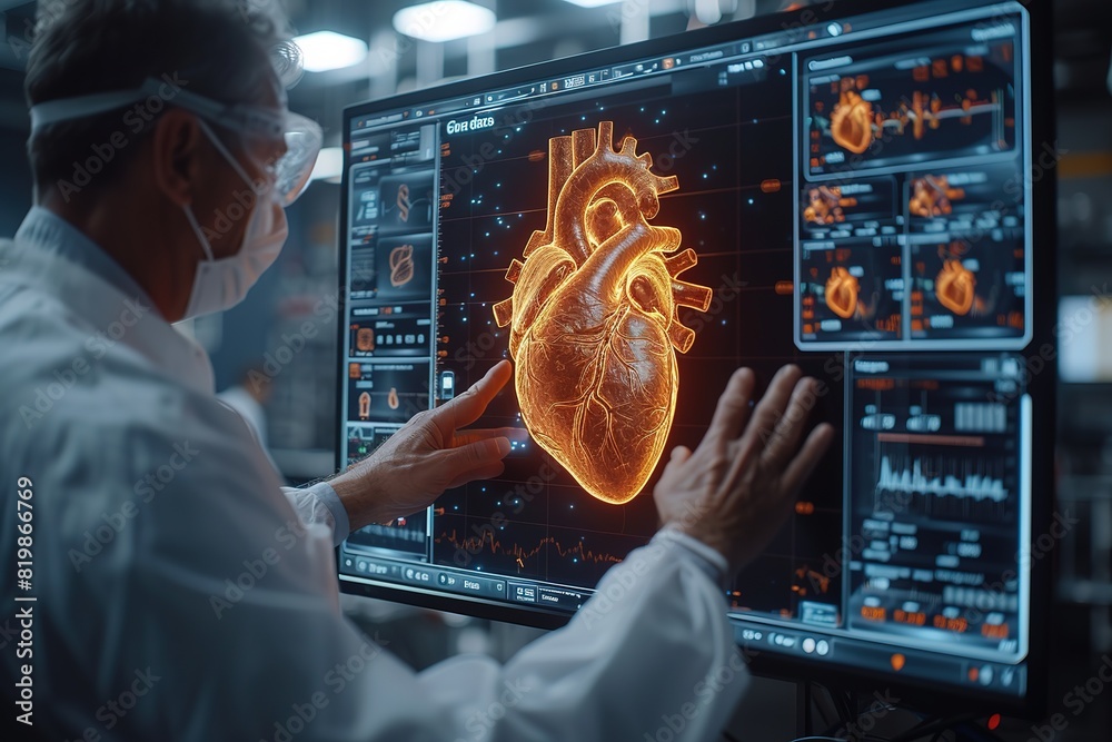 Cardiologist doctor examine patient heart functions and blood vessel on ...