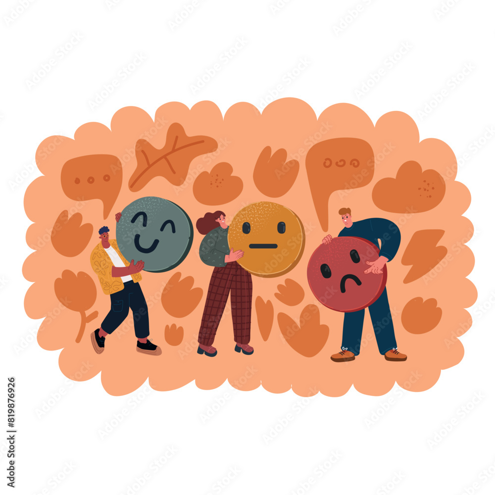 Cartoon vector illustration of attractive cheerful girl demonstrating ...