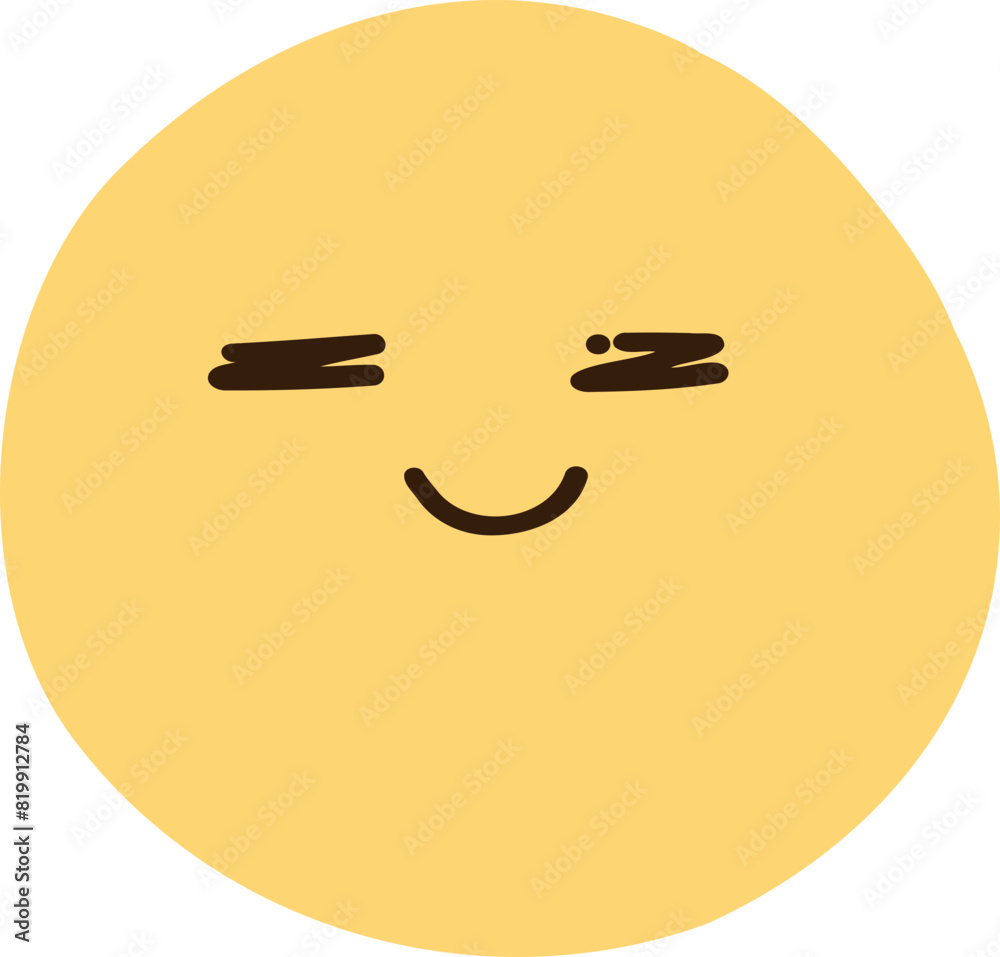 shy emoji, kawaii emoticon, cute doodle outline Stock Vector | Adobe Stock