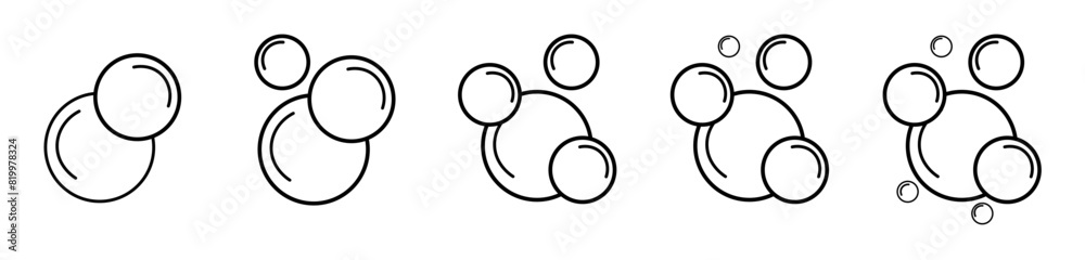 Water bubble blue silhouette vector icon. Collection of wet drops ...