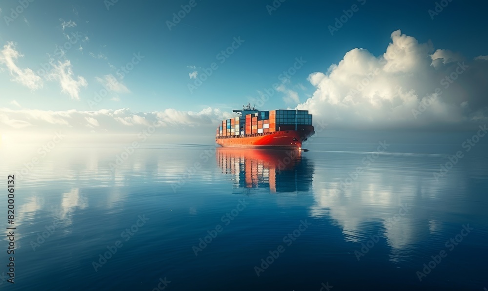 ultra large container vessel at sea. box ship spelled containers hip on ...