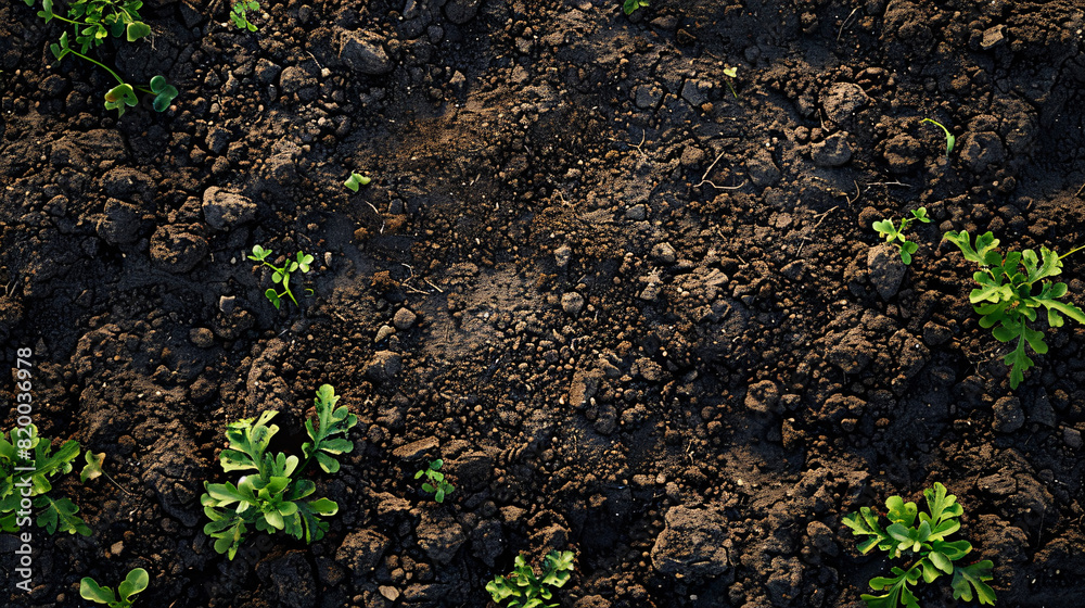 High-resolution photograph capturing the detailed surface of loamy soil ...
