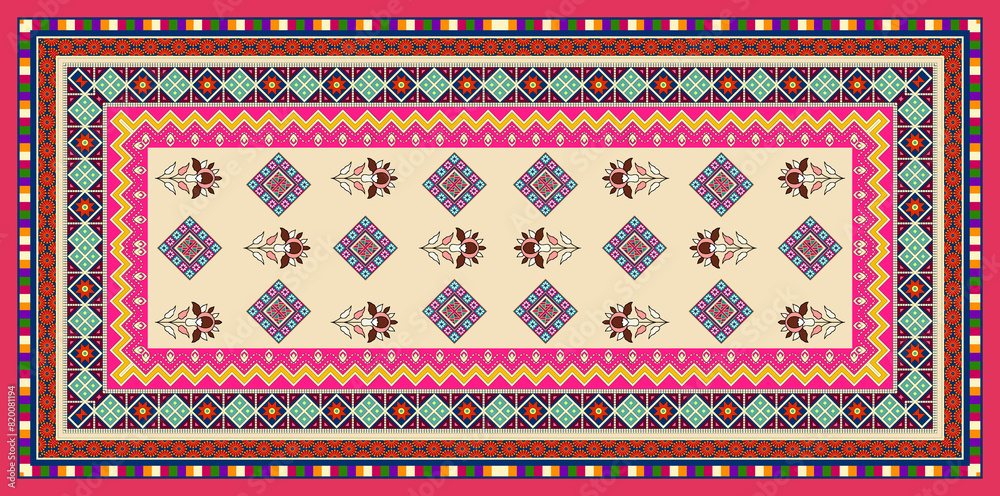 Digital Dupatta Rajasthani Pattern, Border Design, Scarf Print Stock ...