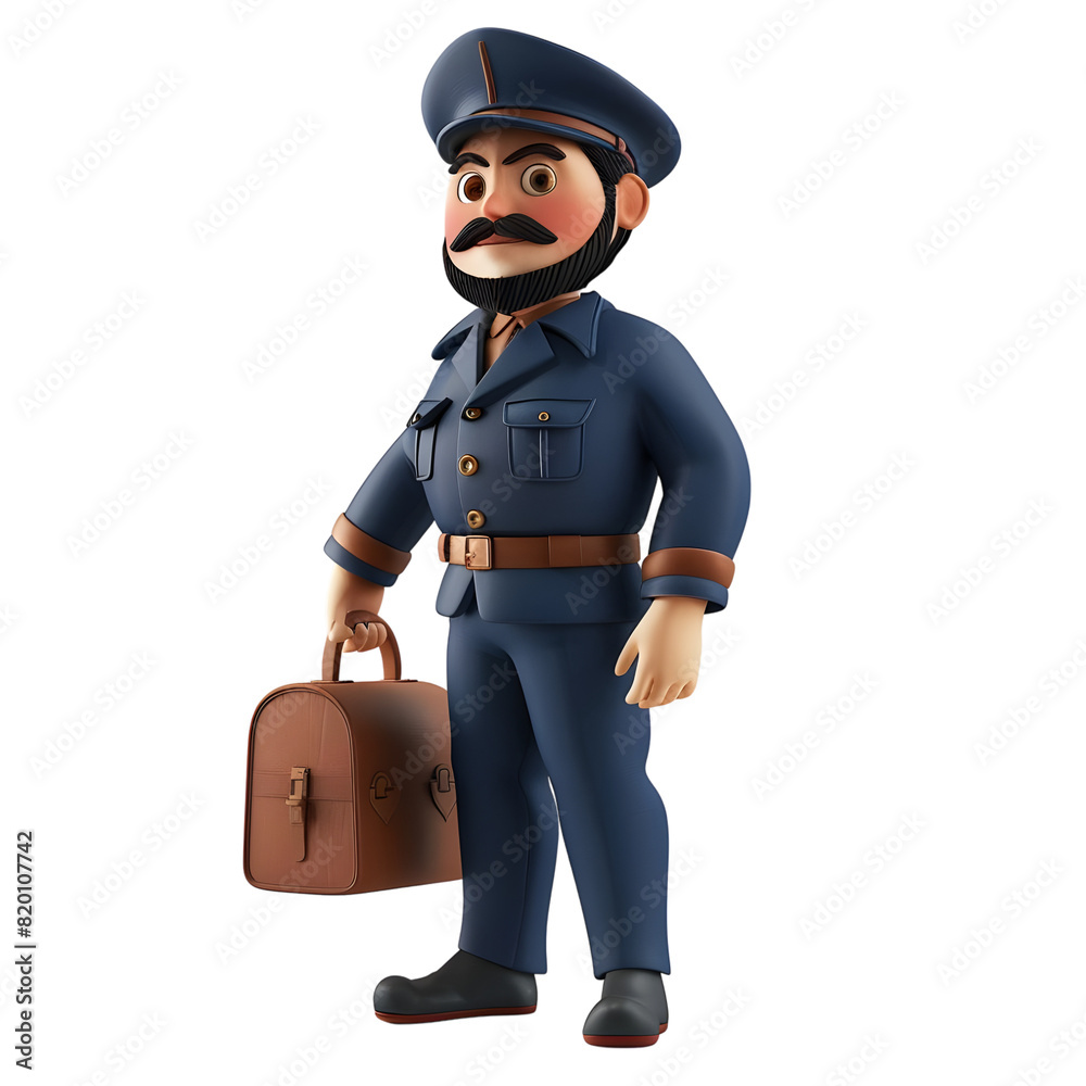 3d Cute cartoon postman Isolated on transparent background, Playful ...