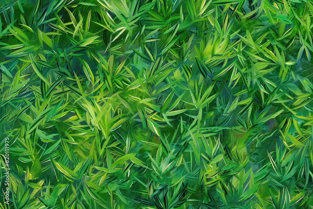 green grass of the land environment in farm and garden field, oilpaint ...