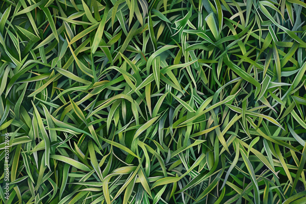 green grass of the land environment in farm and garden field, oilpaint ...