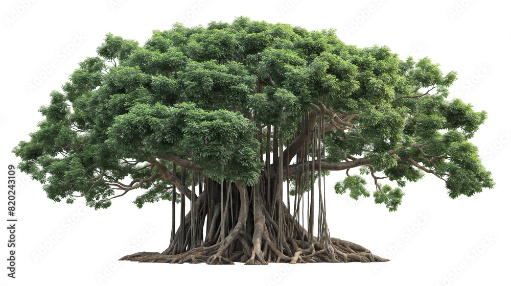 Banyan tree PNG transparent background, green lush with aerial roots ...