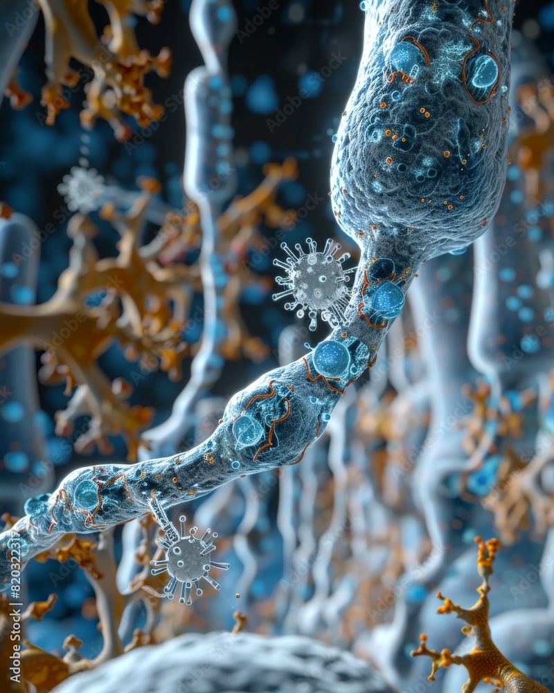 Highly Detailed 3D Illustration of a Neural Network in the Brain with ...