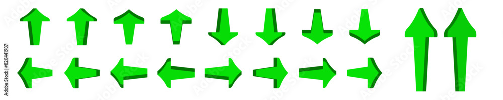 arrows 3d green icon. arrow sign three-dimensional shape with left ...