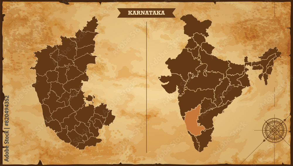 Stock-Vektorgrafik „Karnataka state map, India map with federal states ...