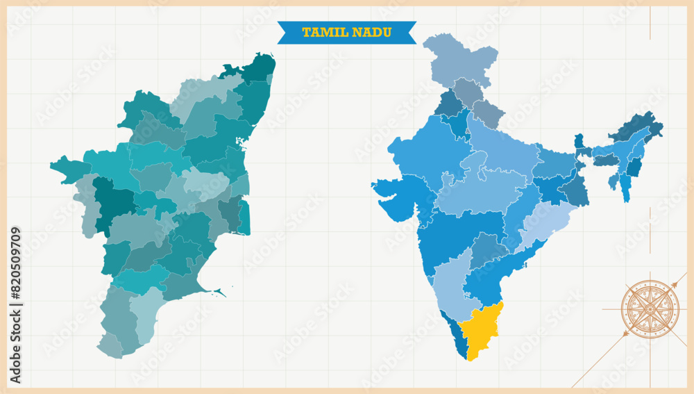 A Map highlighting Tamil Nadu in the India Map, Tamil Nadu and India ...