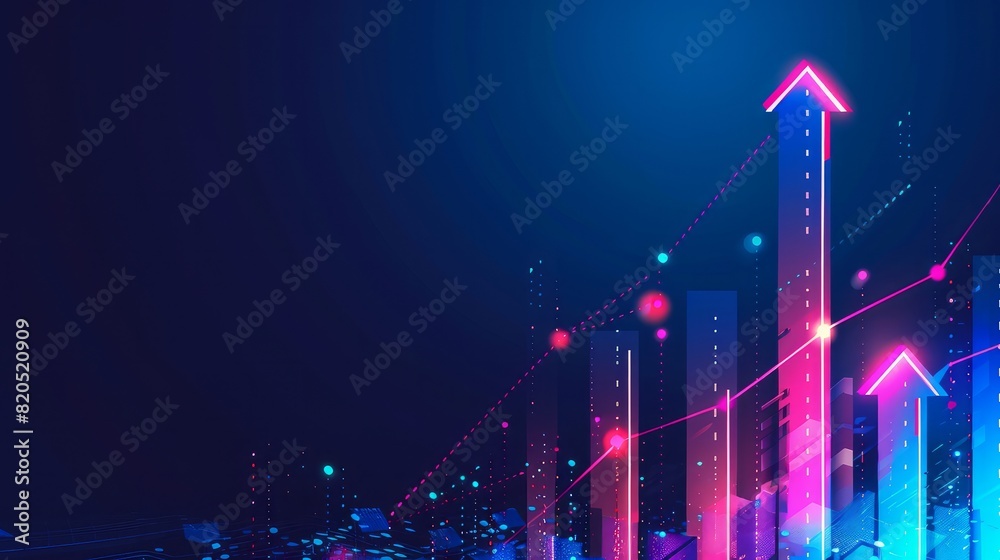 Multiple arrows pointing up on a deep blue background, with one ...