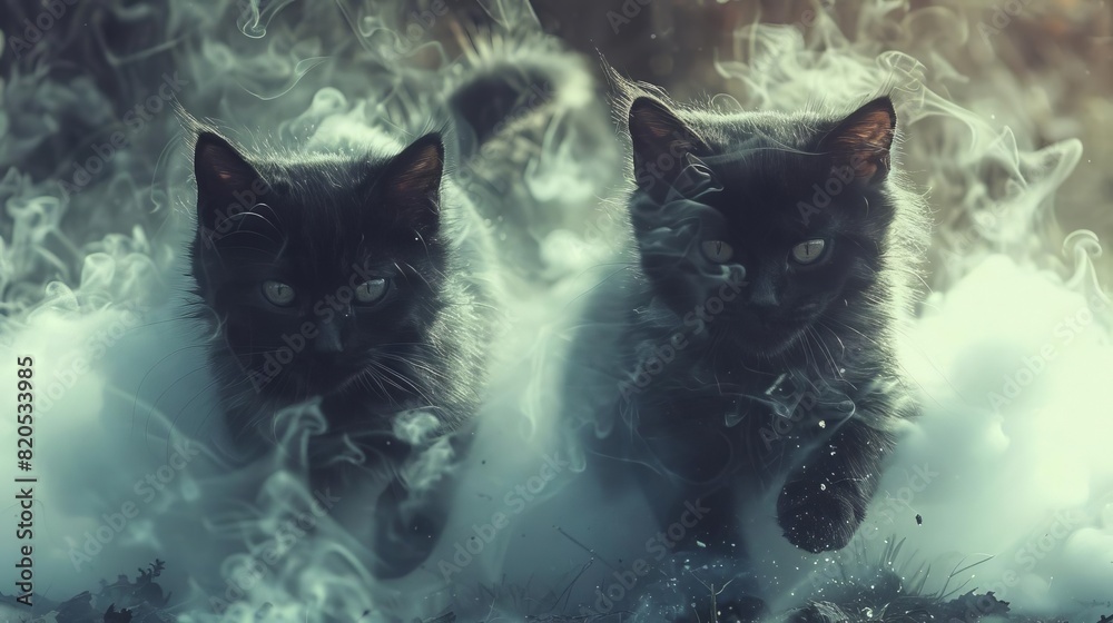 cats in conflict close up, focus on, copy space Lively depiction of ...