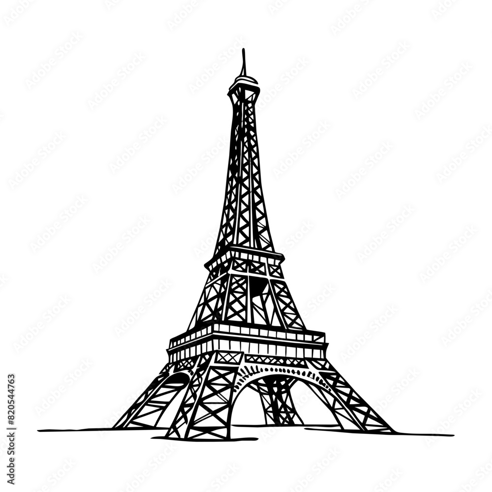 Iconic Sketch of the Eiffel Tower doodle art: A Parisian Symbol Stock ...