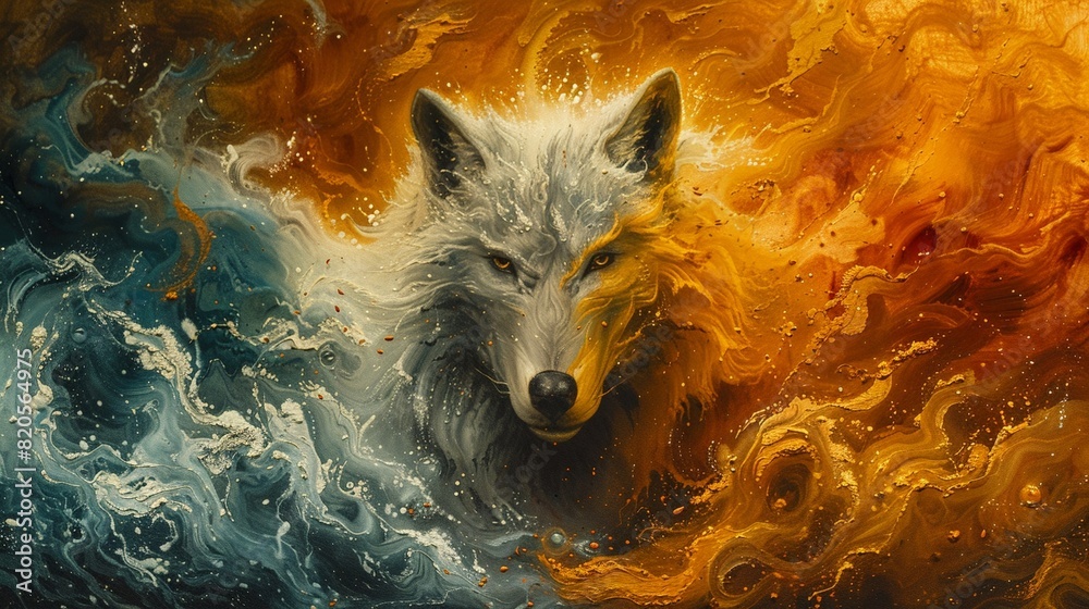 Stock-Illustration „Fenrir, the mythical wolf from Norse mythology ...
