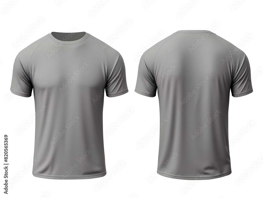 Grey t-shirt front and back view clothes mockup design for print on ...