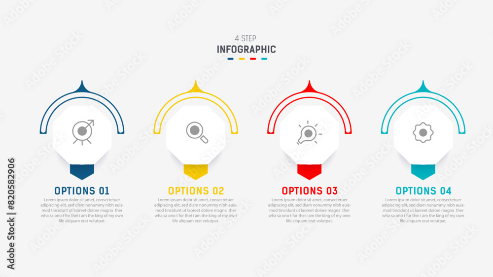 Four Step Infographic element design Vector template for presentation ...