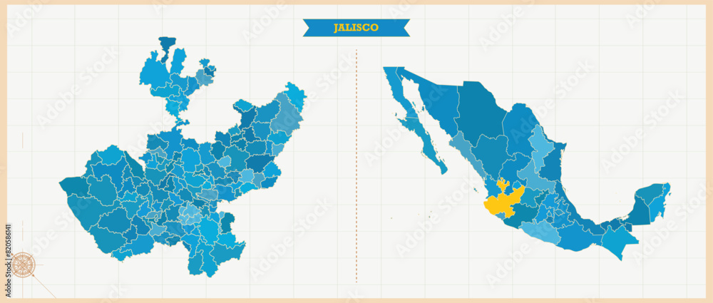 A Map highlighting Jalisco in the Mexico Map, Jalisco and Mexico modern ...