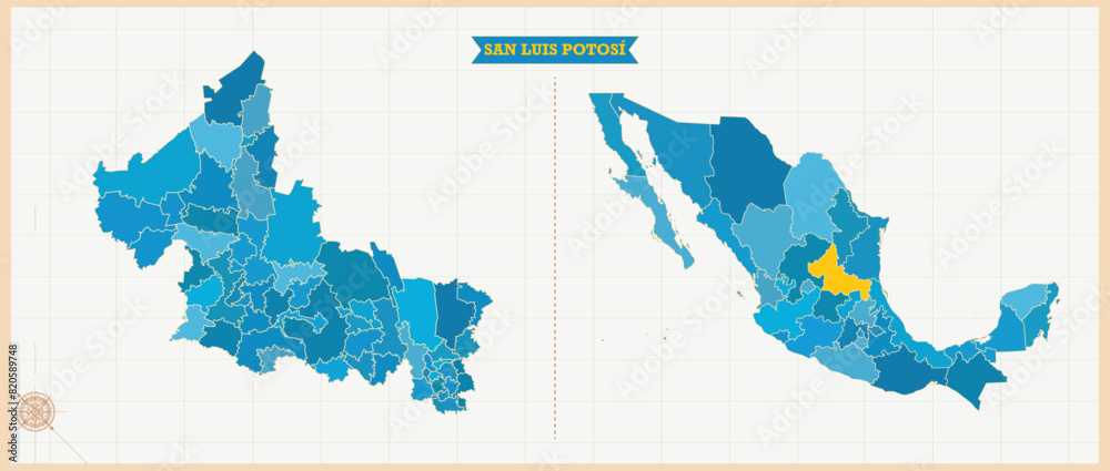 A Map highlighting San Luis Potosí in the Mexico Map, San Luis Potosí ...