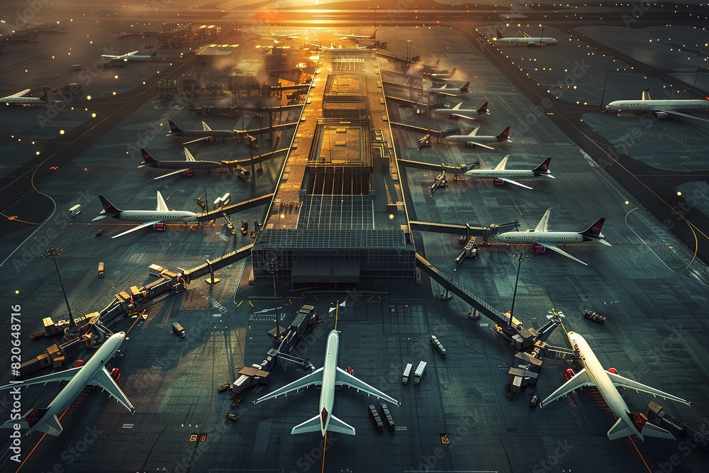 Aerial view of Tom Bradley International Terminal concourse at LAX ...