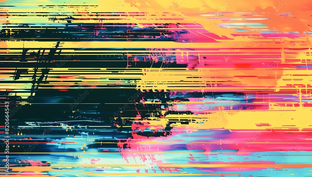 glitch texture background with neon colors and grainy noise effects ...