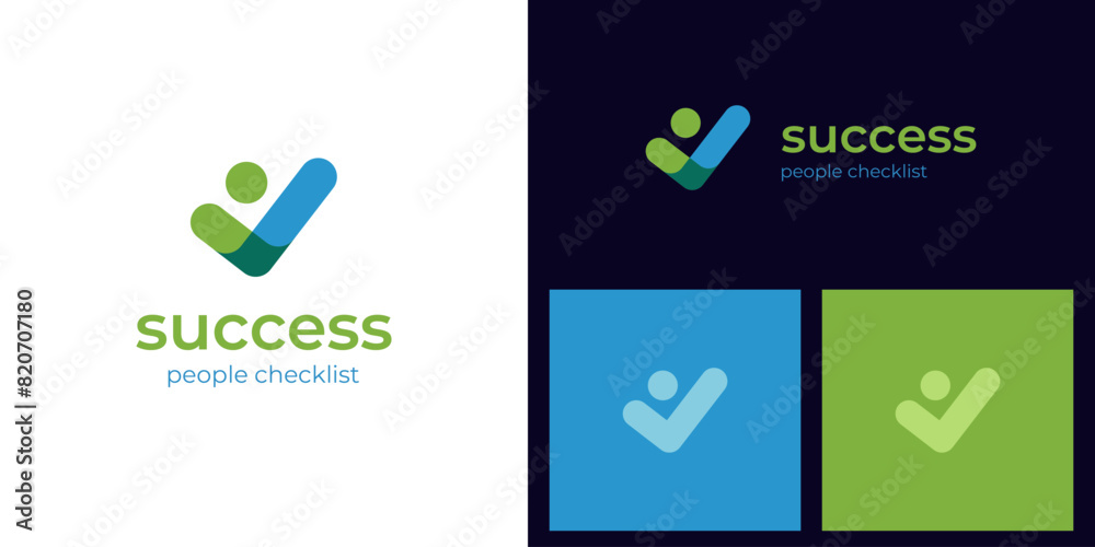 business success People Check Logo design, human good service icon ...