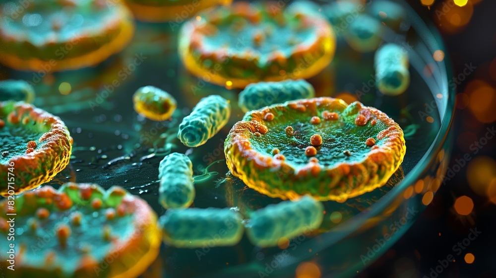 Science microscopic background, Close-up of bacterium Staphylococcus ...