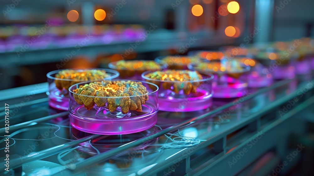 Science microscopic background, Detailed image of bacteria colonies in ...