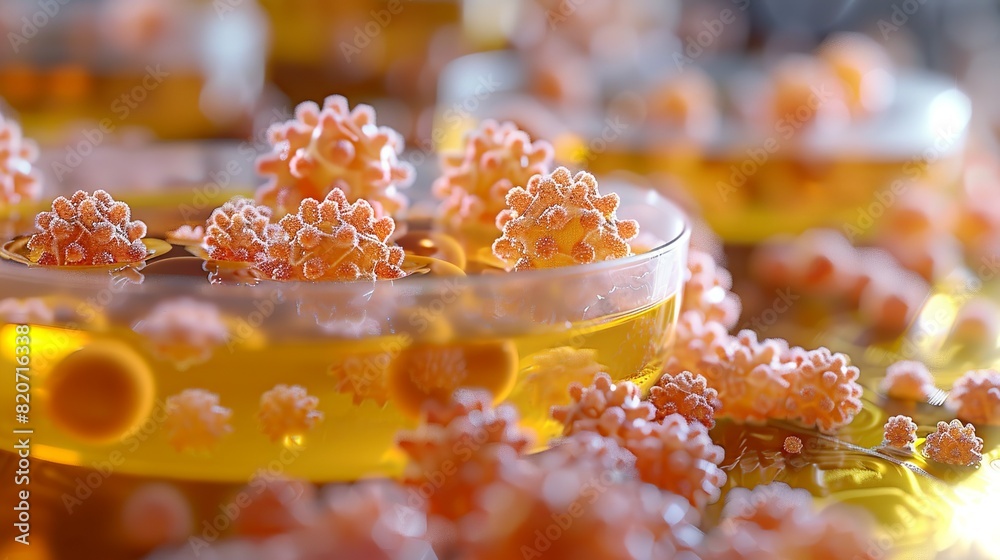 Science microscopic background, Detailed image of bacteria colonies in ...